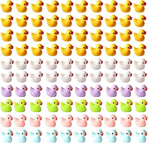 100Pcs Mini Resin Ducks,Mini Ducks 100 Pack,6 Colors 100 Tiny Ducks,100 ...