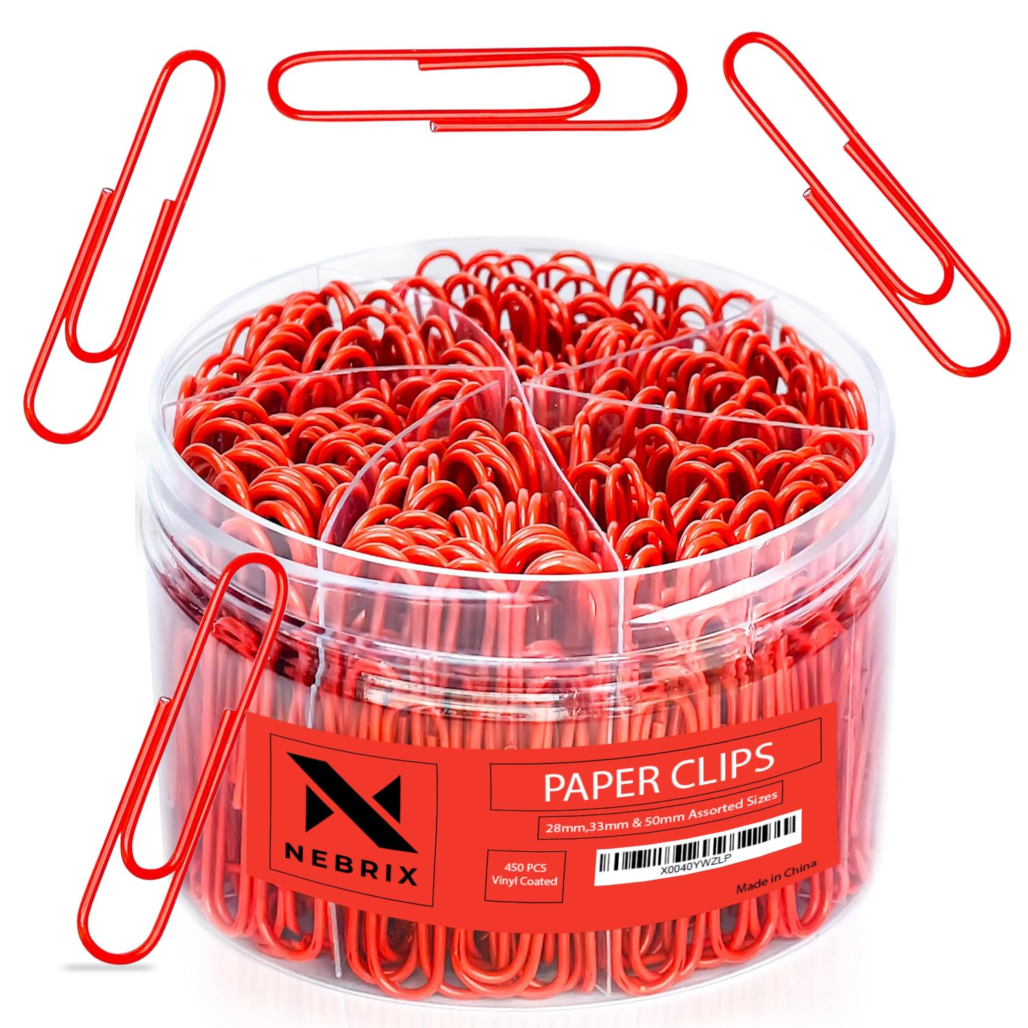 Amazon.com : Nebrix 450 Red Color Paper Clips Assorted Sizes Small, Medium and Large Paper Clips ...