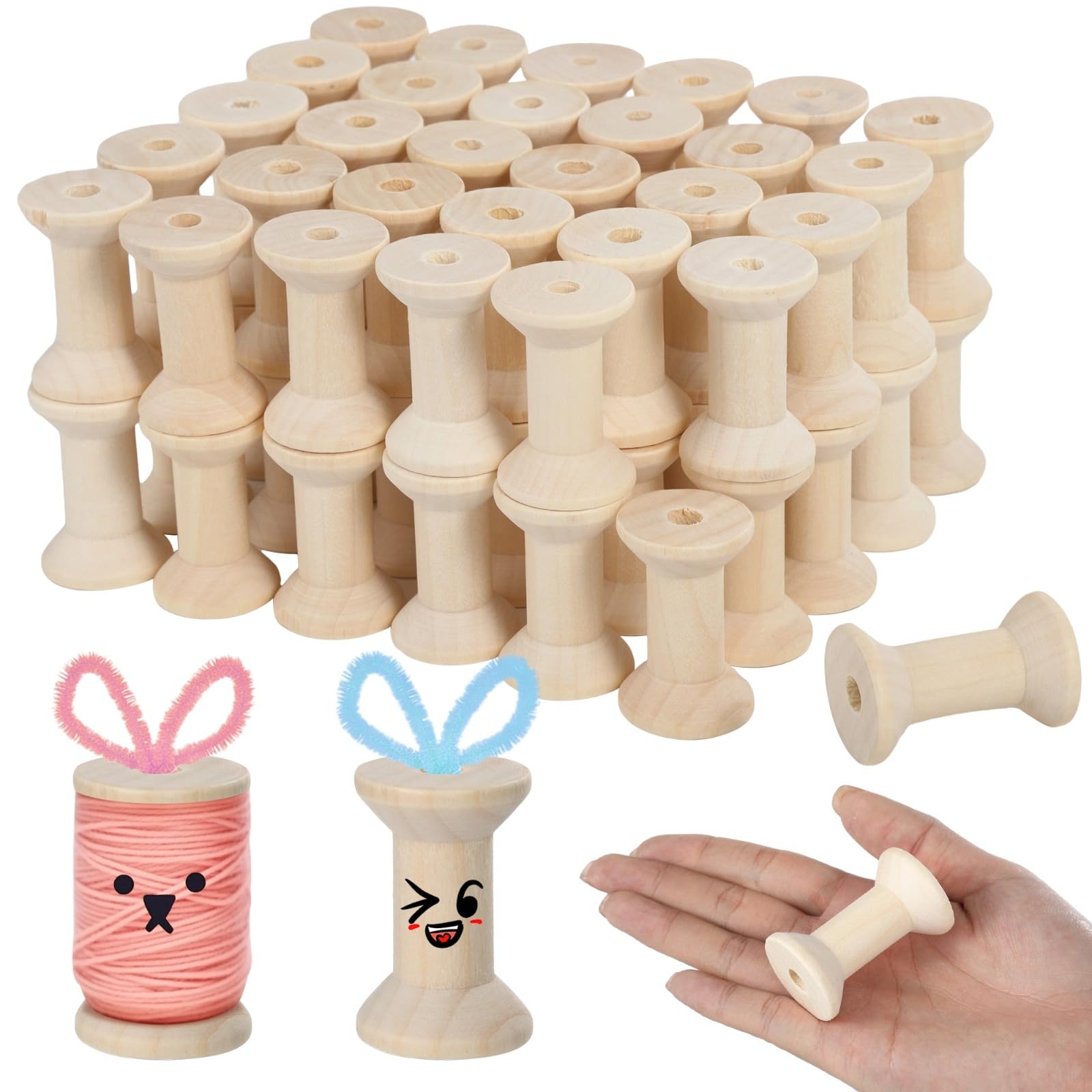 Amazon.com: Wooden Thread Spools for Crafts (60 PCS), 1.8 x 1.2 Inches ...