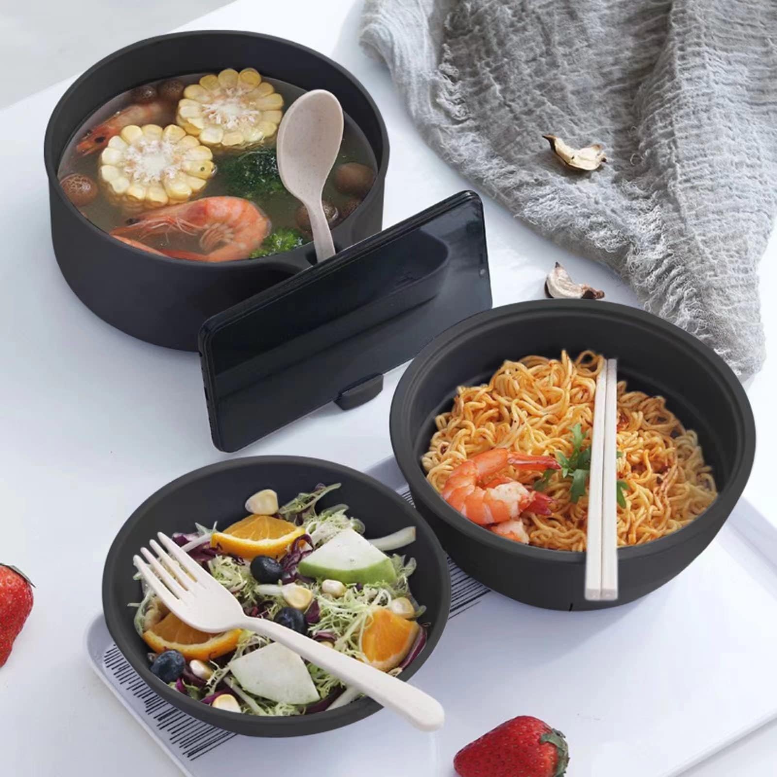 Amazon.com: Microwave Ramen Bowl Cooker Set - Wheat Straw Instant ...