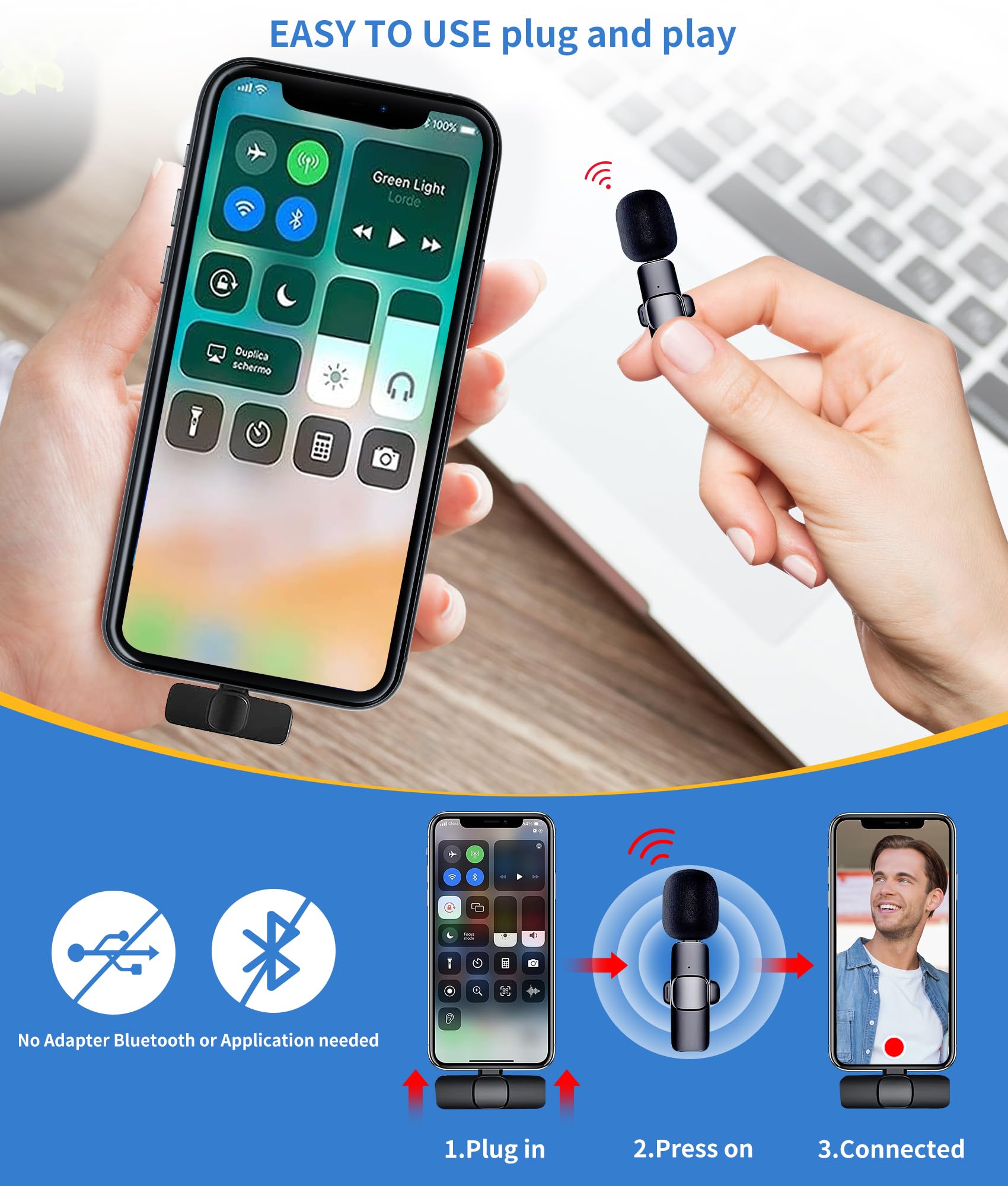 Snapklik.com : 2-Pack Wireless Lavalier Lapel Microphone Set For iPhone ...