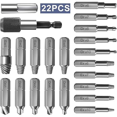 Keyohome 22PCS Damaged Screw Extractor Kit, Screwdriver Bit Set and ...