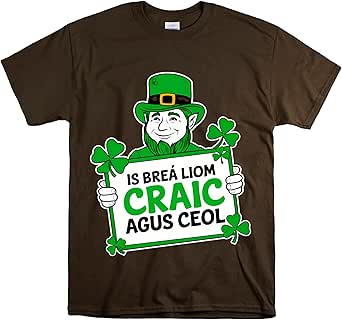Amazon.com: 6243 I Love Craic AGUS Ceol As Gaeilge St Patrick's Day - T ...