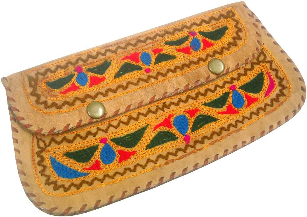 Beautiful Handmade Multi Color Embroidered 100% Pure Camel Leather Hand ...