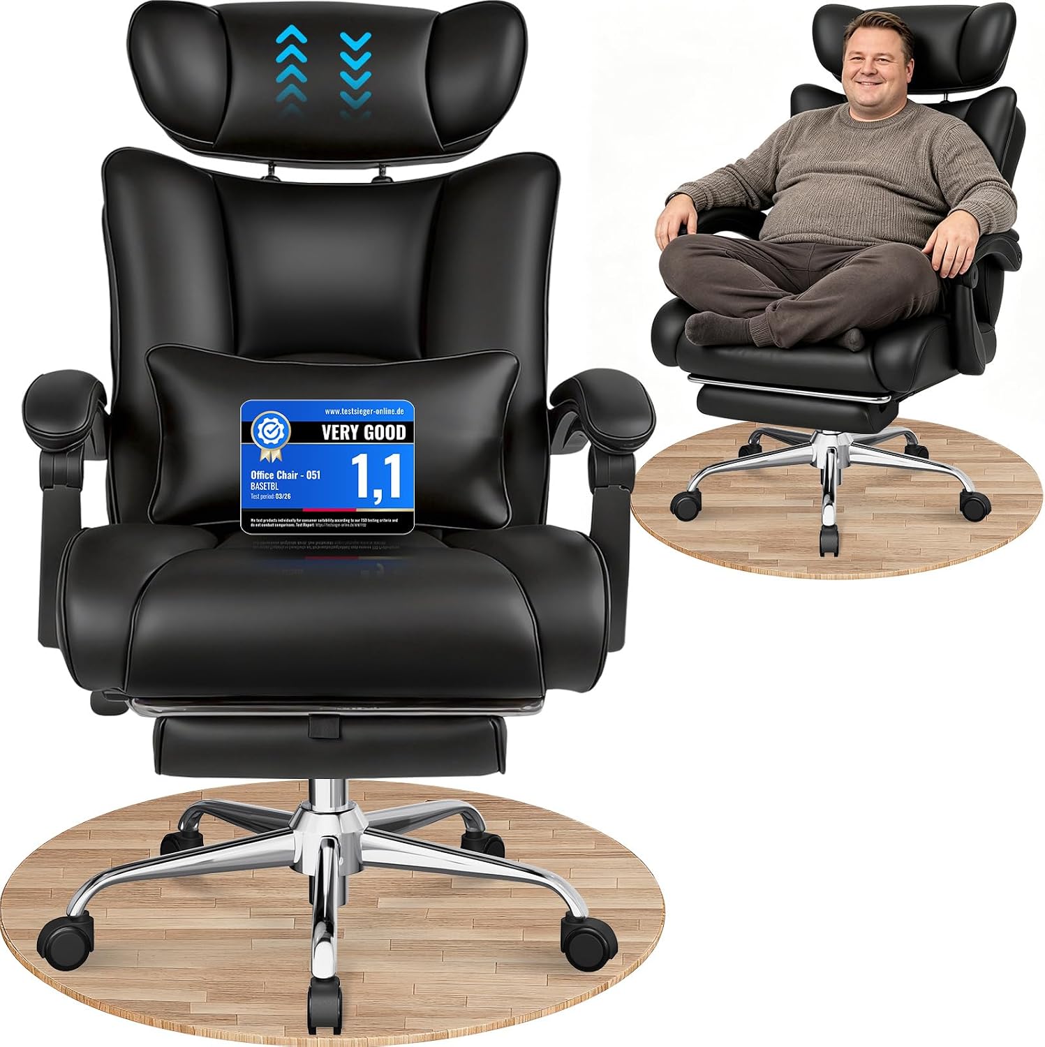 BASETBL Heavy Duty Office Chair, Big and Tall 440lbs 200kg Executive ...