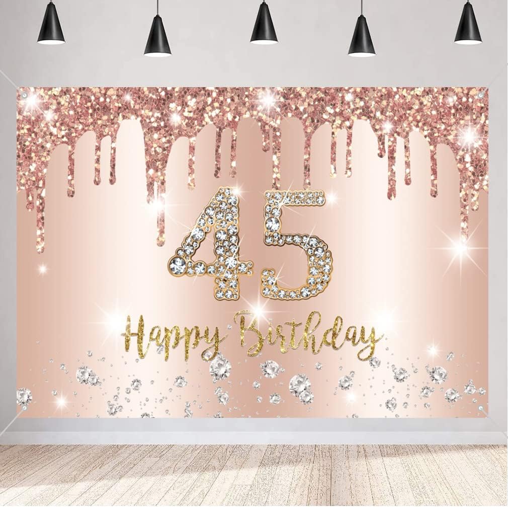 Happy 45th Birthday Decorations for Women Happy 45 Years Old Backdrop ...