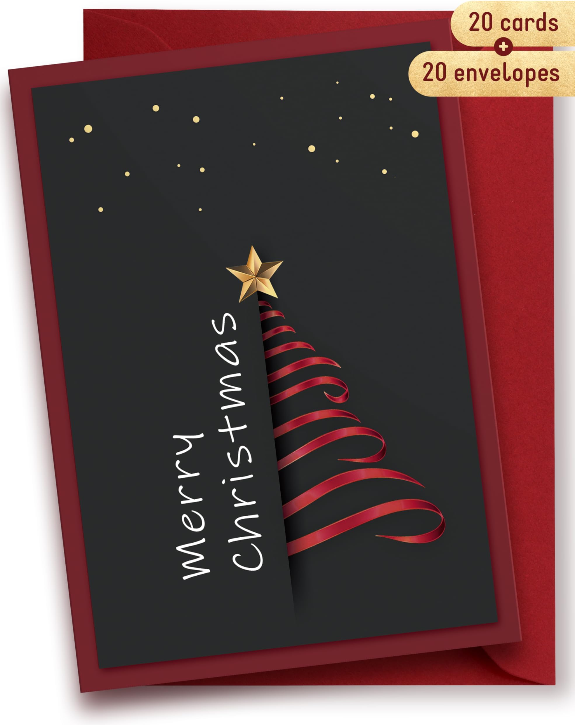 Christmas Cards Pack of 20, Christmas Greeting Cards with Red Envelopes ...