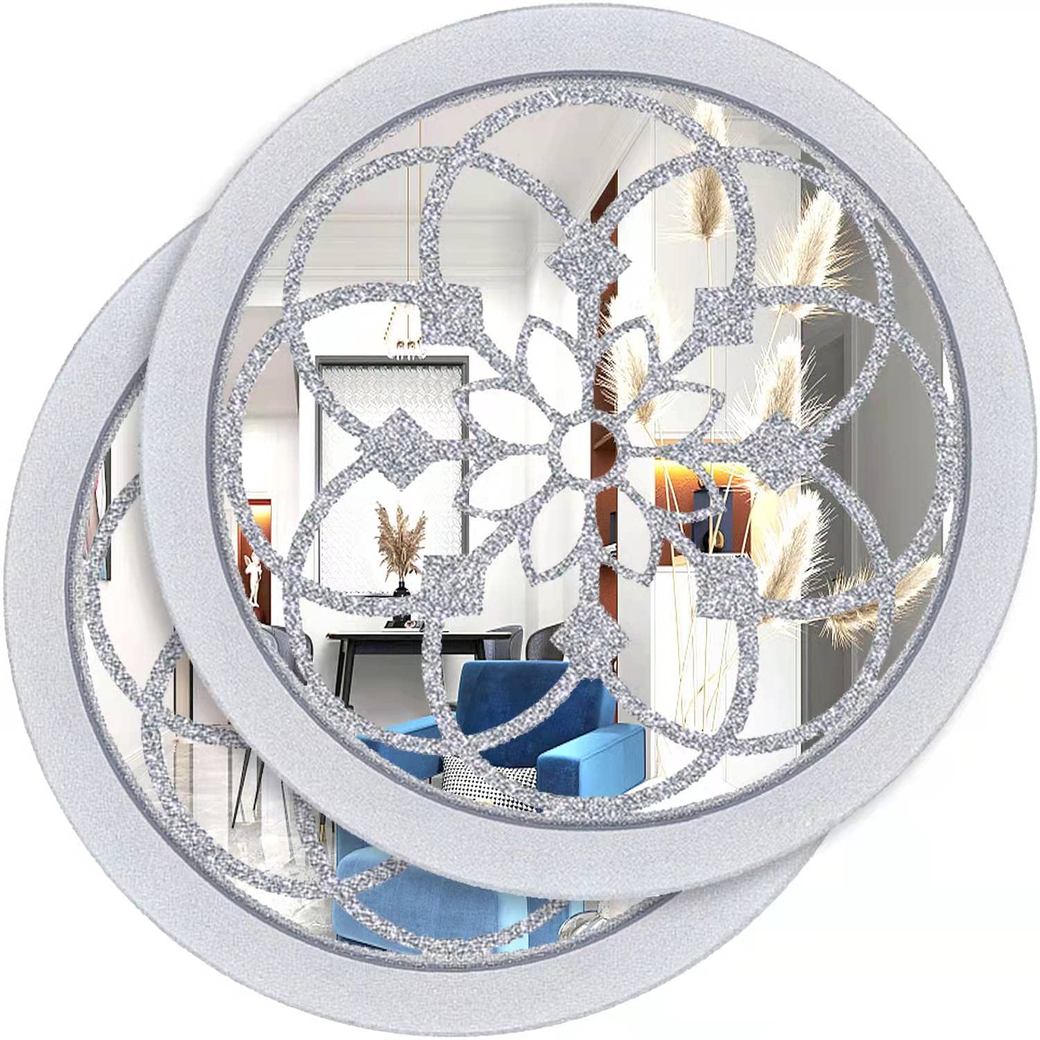 Wocred 20inch 2 PCS Round Modern Decorative Wall Mirror,Premium and ...