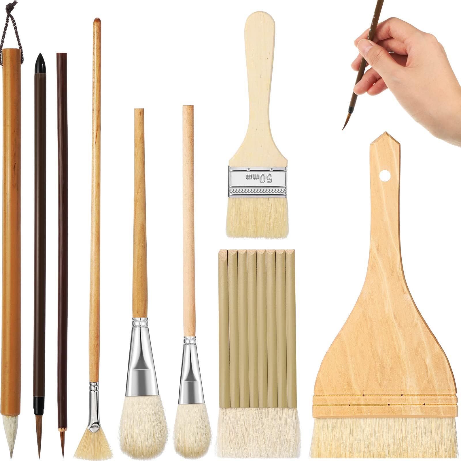 Amazon.com: GACDR Pottery Brushes for Glazing,15 Pcs Ceramic Brushes ...