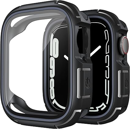 Amazon.com: TAURI 2 Pack Apple Watch Series 9/8 / 7 45mm Case with ...
