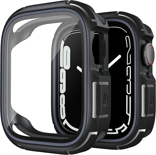 Amazon.com: TAURI 2 Pack Apple Watch Series 9/8 / 7 45mm Case with ...