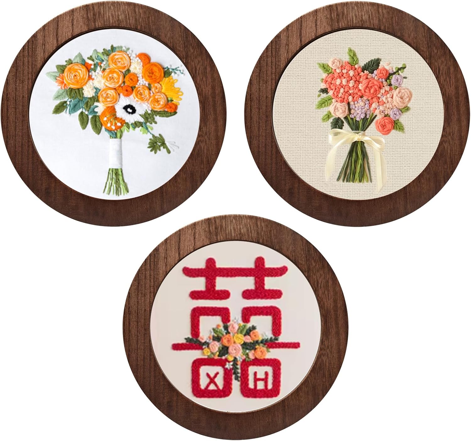 Amazon.com: 3 PCS 8 Inch Wood Embroidery Hoop Frame Round Embroidery ...