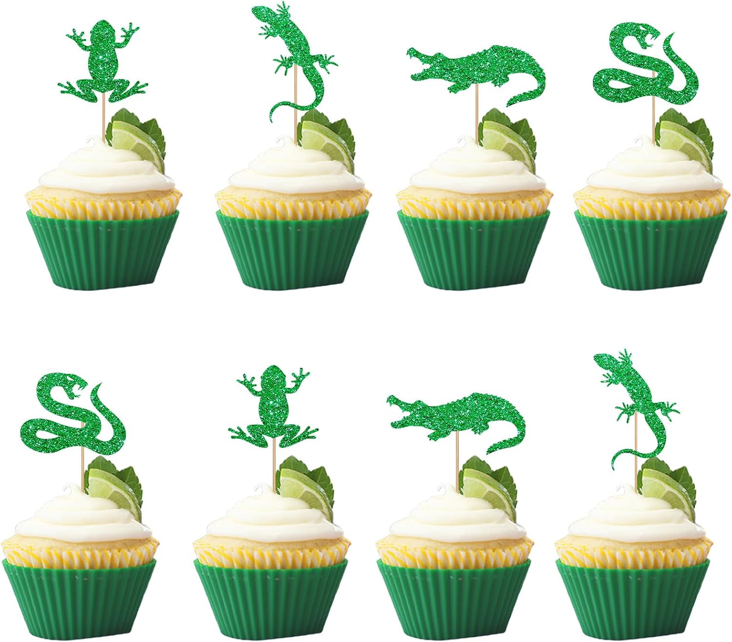 Amazon.com: 24Pcs Reptile Animal Cupcake Toppers, Snake Gecko Frog ...