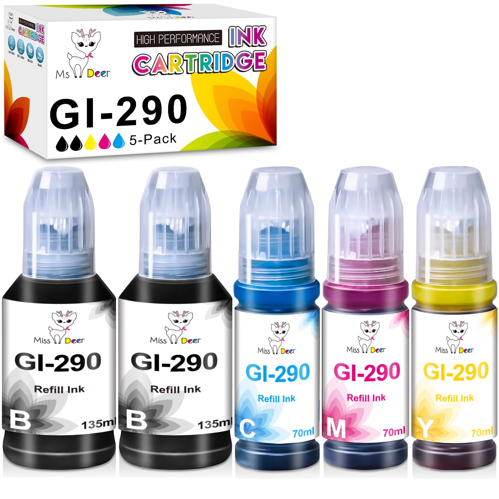 Amazon.com: Miss Deer Compatible 290 Ink Refill Bottles Replacement for ...