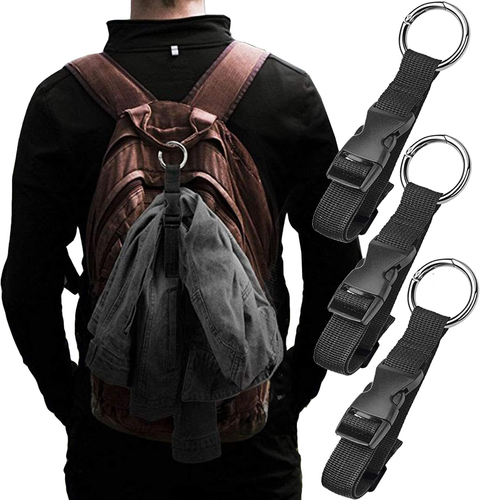 Amazon.co.jp: 旅行に便利なコート留めベルト 荷物ストラップ ポータブル ジャケットホルダー 小物留めベルト 旅行用品 Dフックと ...