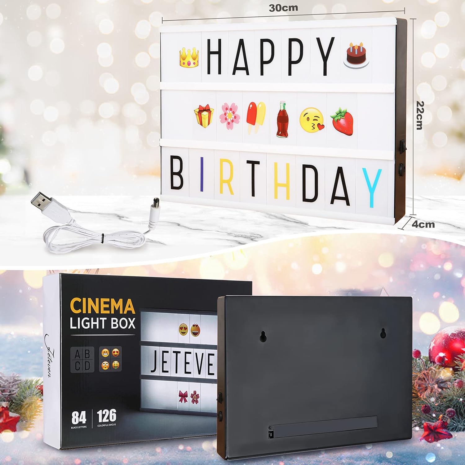 A4 Cinematic Light Box, LED Lightbox with 210 Letters & Symbols ...