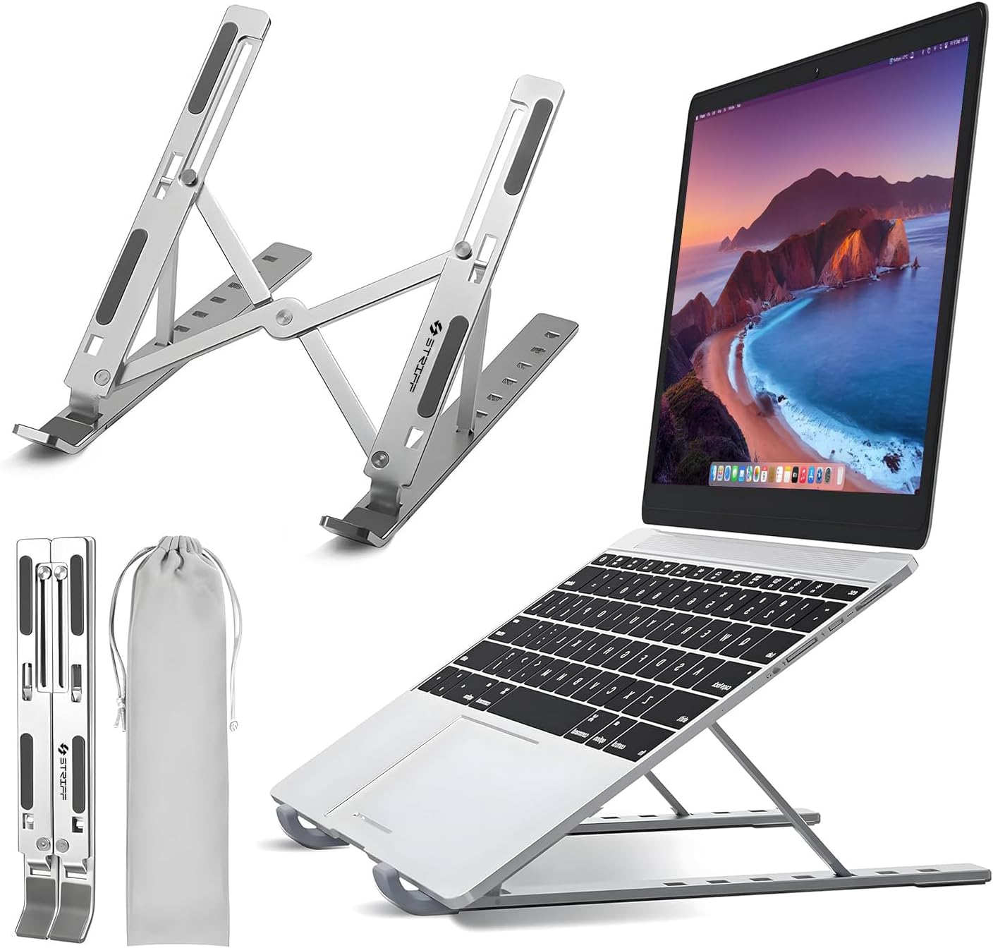 GLUN® Metal Laptop Stand for Table, Ergonomic Riser and Tablet Stand ...
