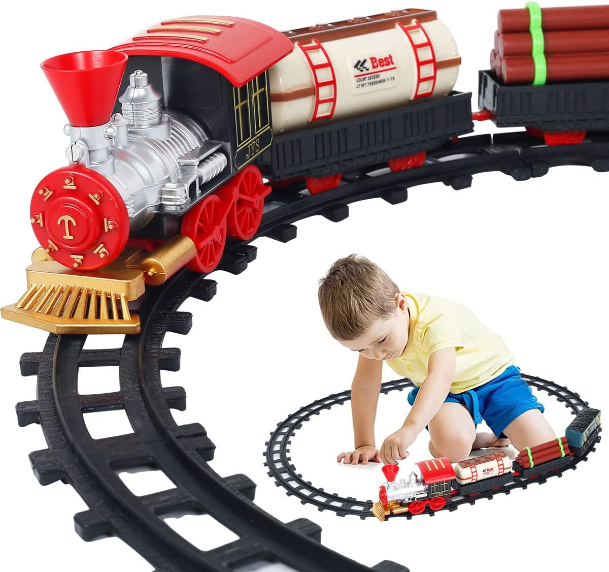 14Pcs Classic Electric Train Toy Electric Rail Car Set with Music and ...