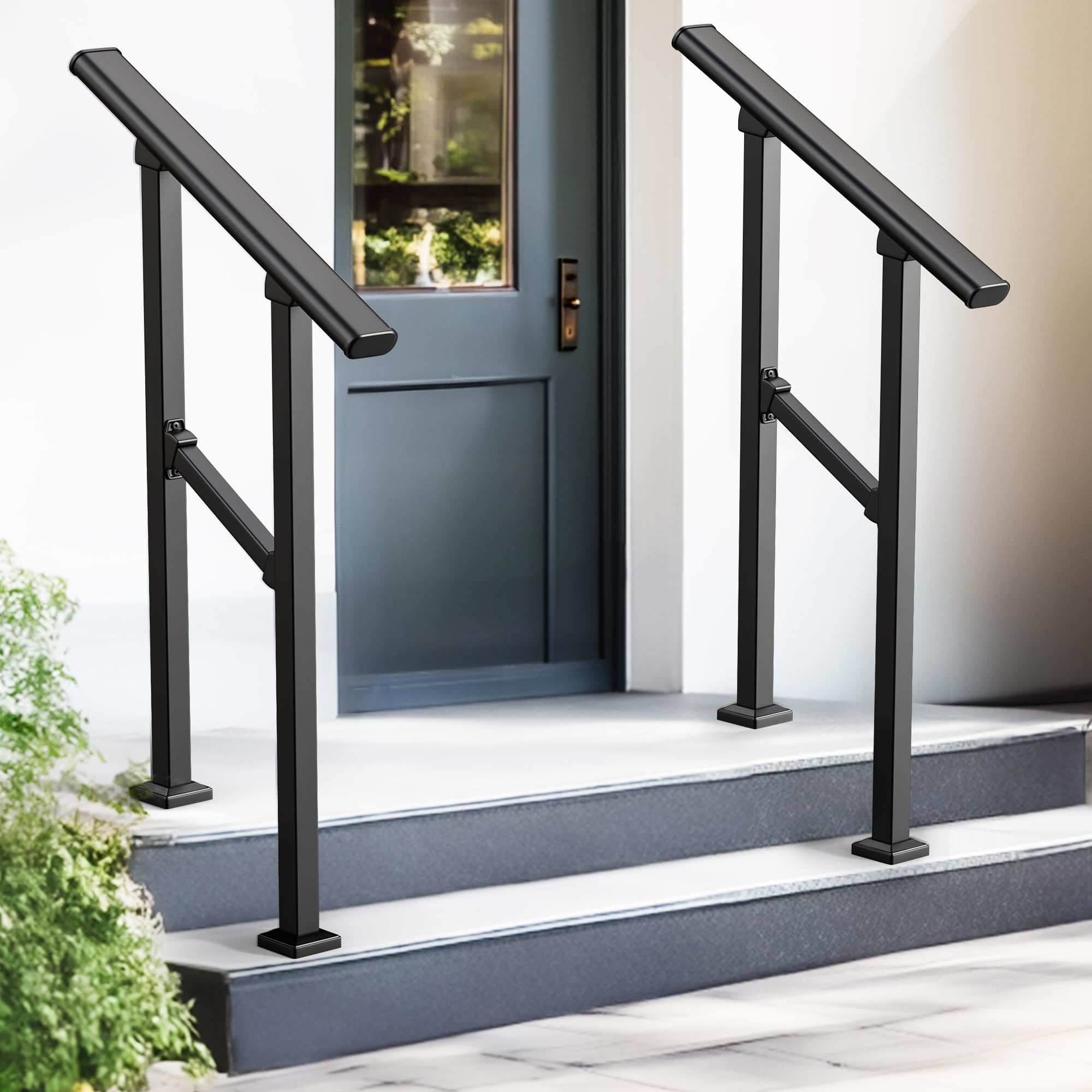 ZeroPone Upgrade 2 Pack 2 Steps Outdoor Railings for Outdoor Steps ...