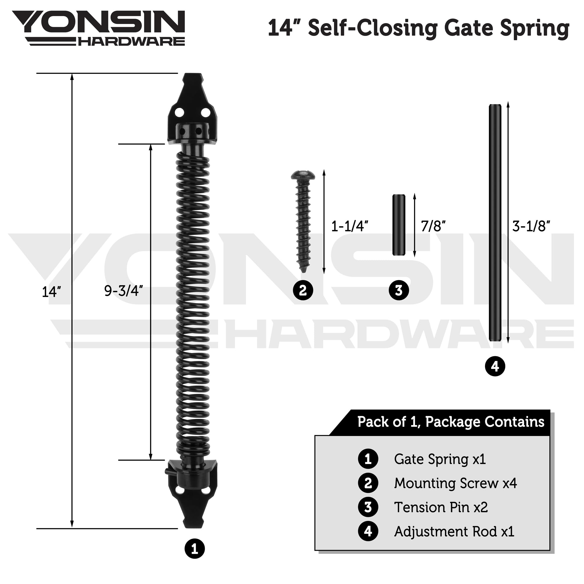 Snapklik.com : YONSIN 14" Self Closing Gate Spring Heavy Duty Door ...