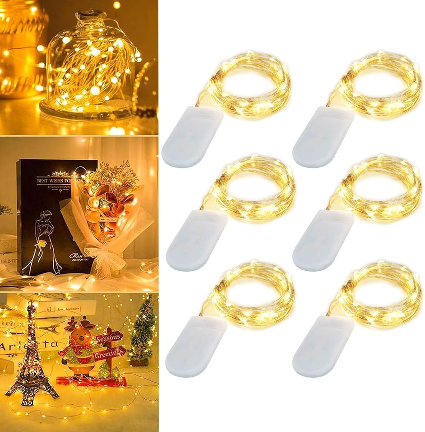 AONAT Micro Led String Lights Battery Powered,6pack Fairy String Lights ...