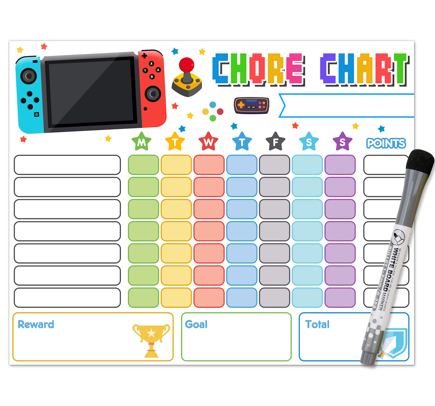Buy Interesting Video Games Magnetic Chore Chart for Kids, Reward ...