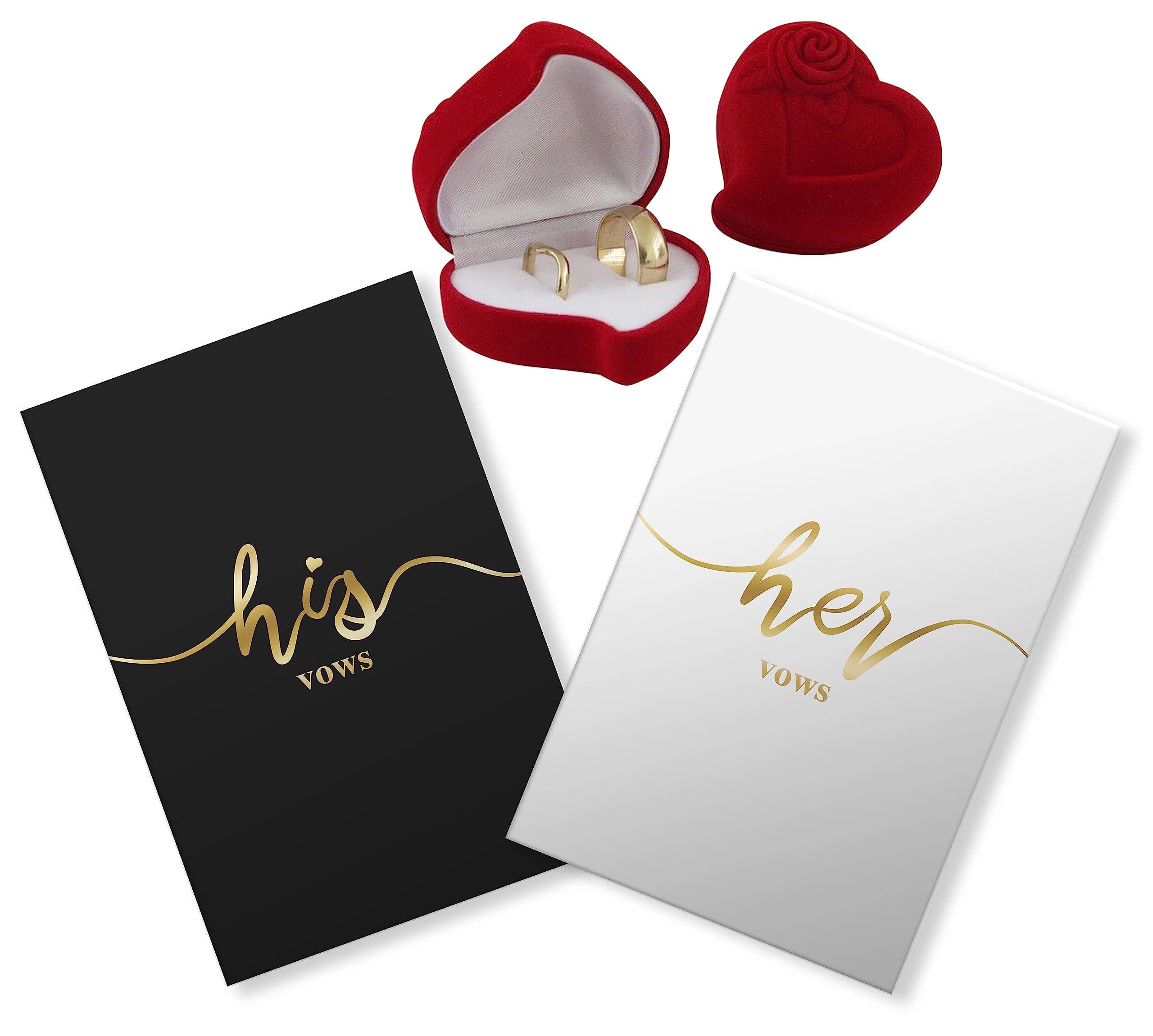 Vow Books for Wedding, His and Hers, Includes Heart Shape Double Ring ...