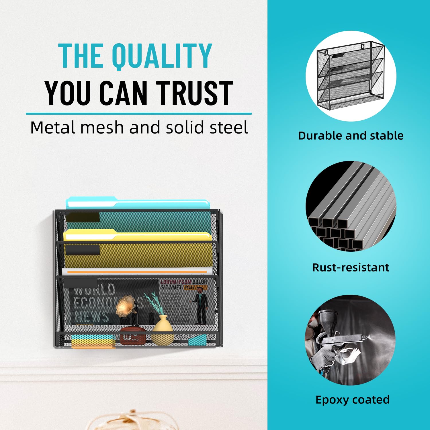Snapklik.com : SUPEASY Wall File Organizer Mesh Office Mail Holder
