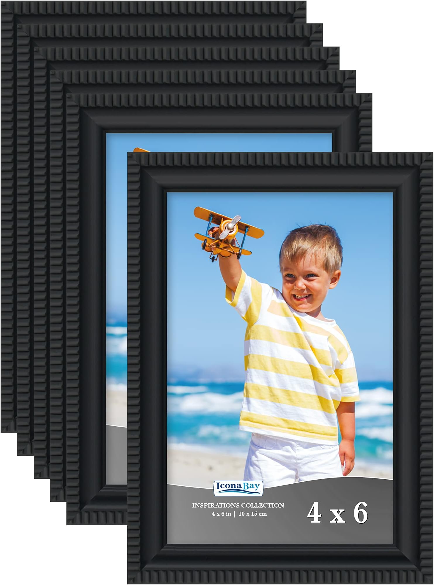 Icona Bay 6x4 Picture Frames (Black, 6 Pack), Sturdy Wood Composite ...