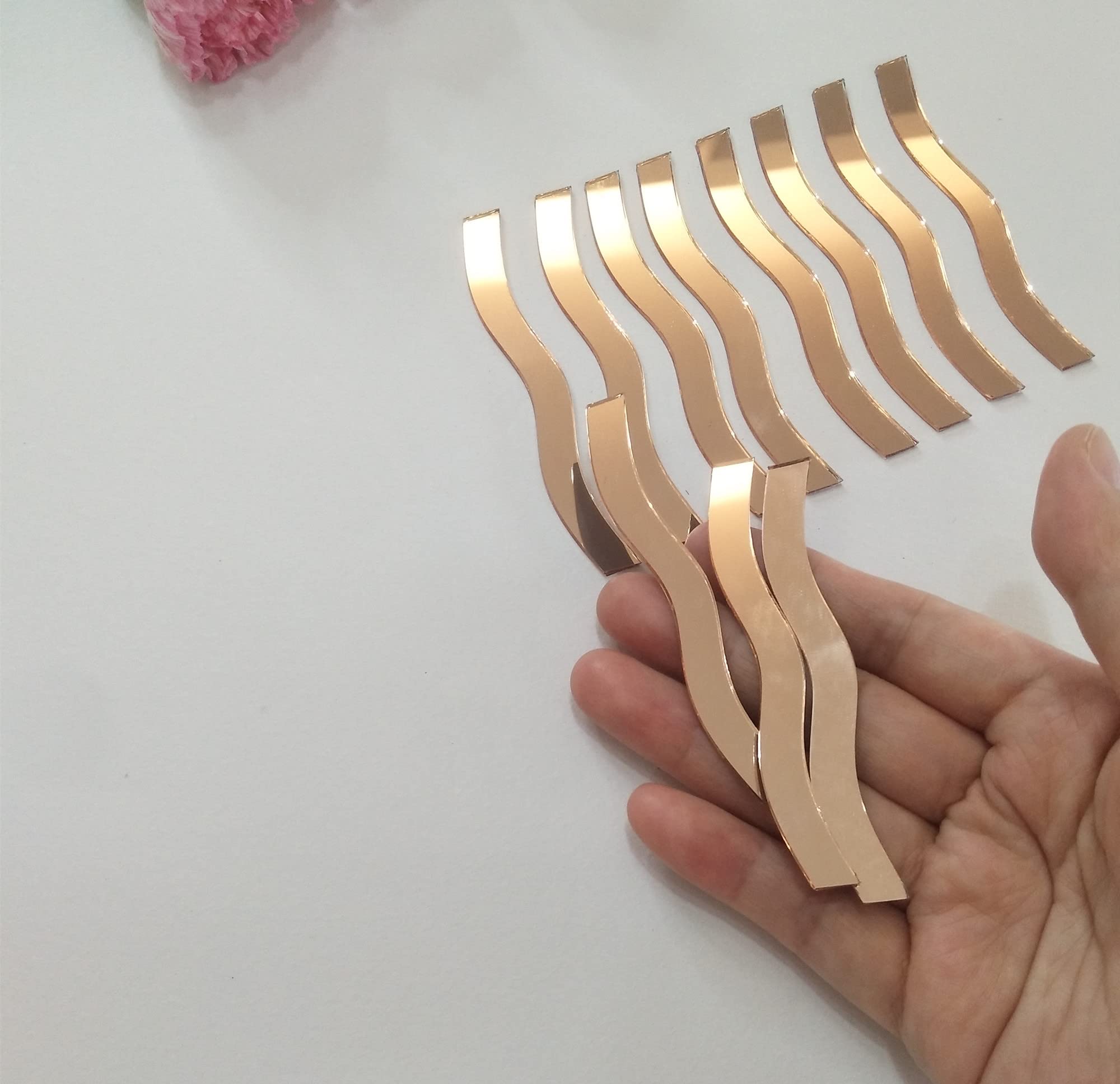 Snapklik.com : MEYA 100pcs Of 3 Wave Glass Mirror Mosaic,Wavy Rectangle ...