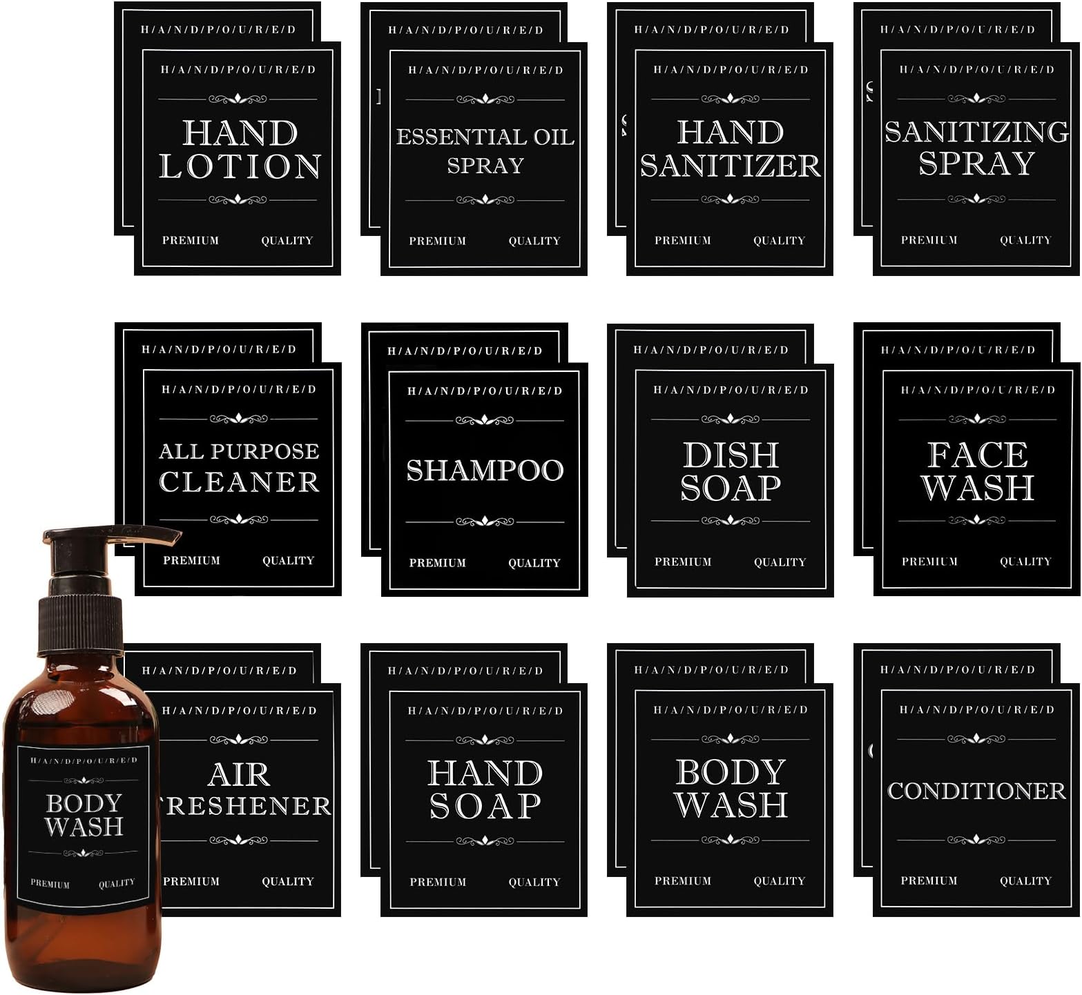 Amazon.com : 24 Pcs Black Waterproof Labels for Plastic or Glass ...