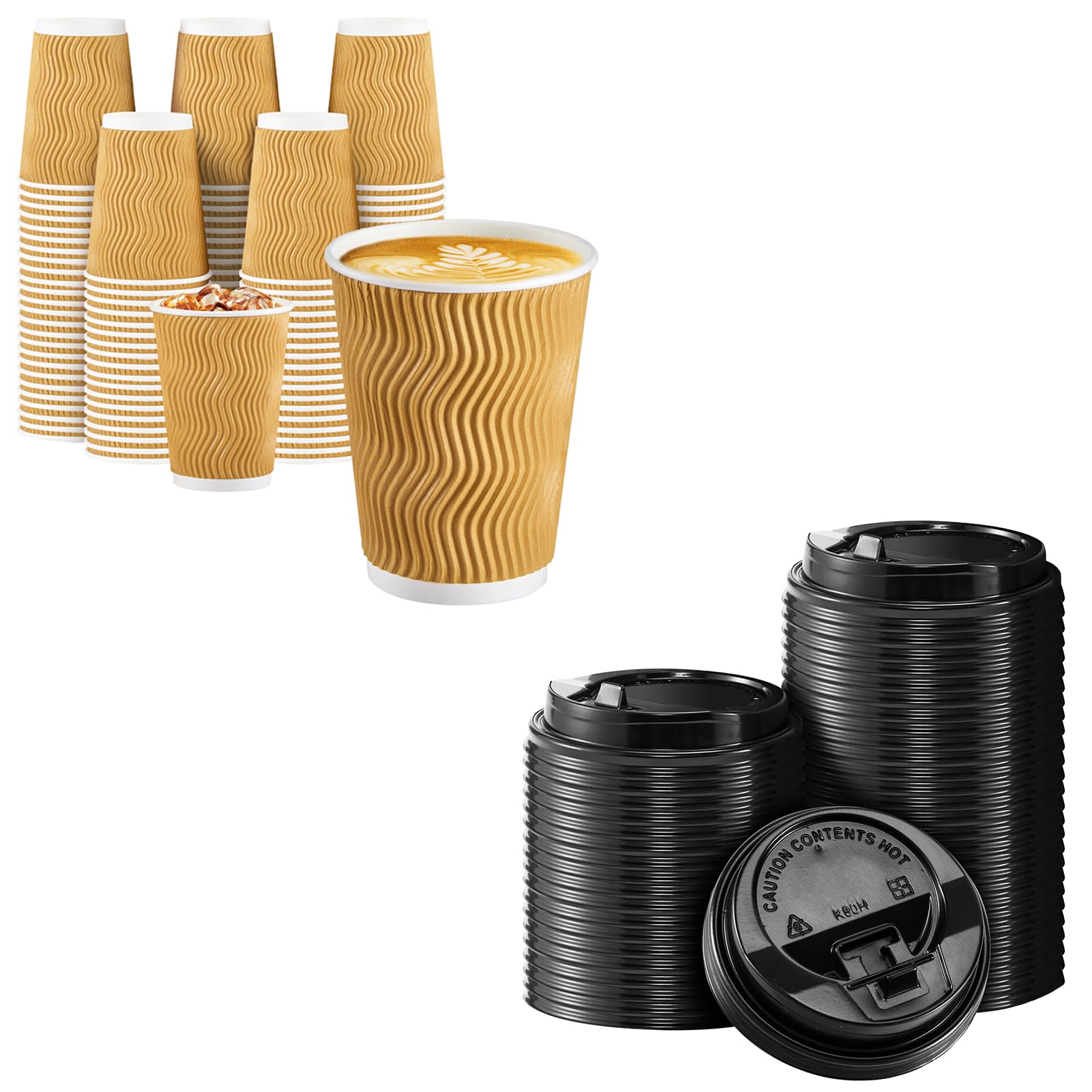Amazon.com: SIUQ 150 Pack Disposable Coffee Cups with Lids, 150 Pack ...