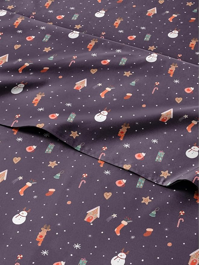 Amazon.com: Queen Christmas Night Sheet Set - Holiday Xmas Pattern ...