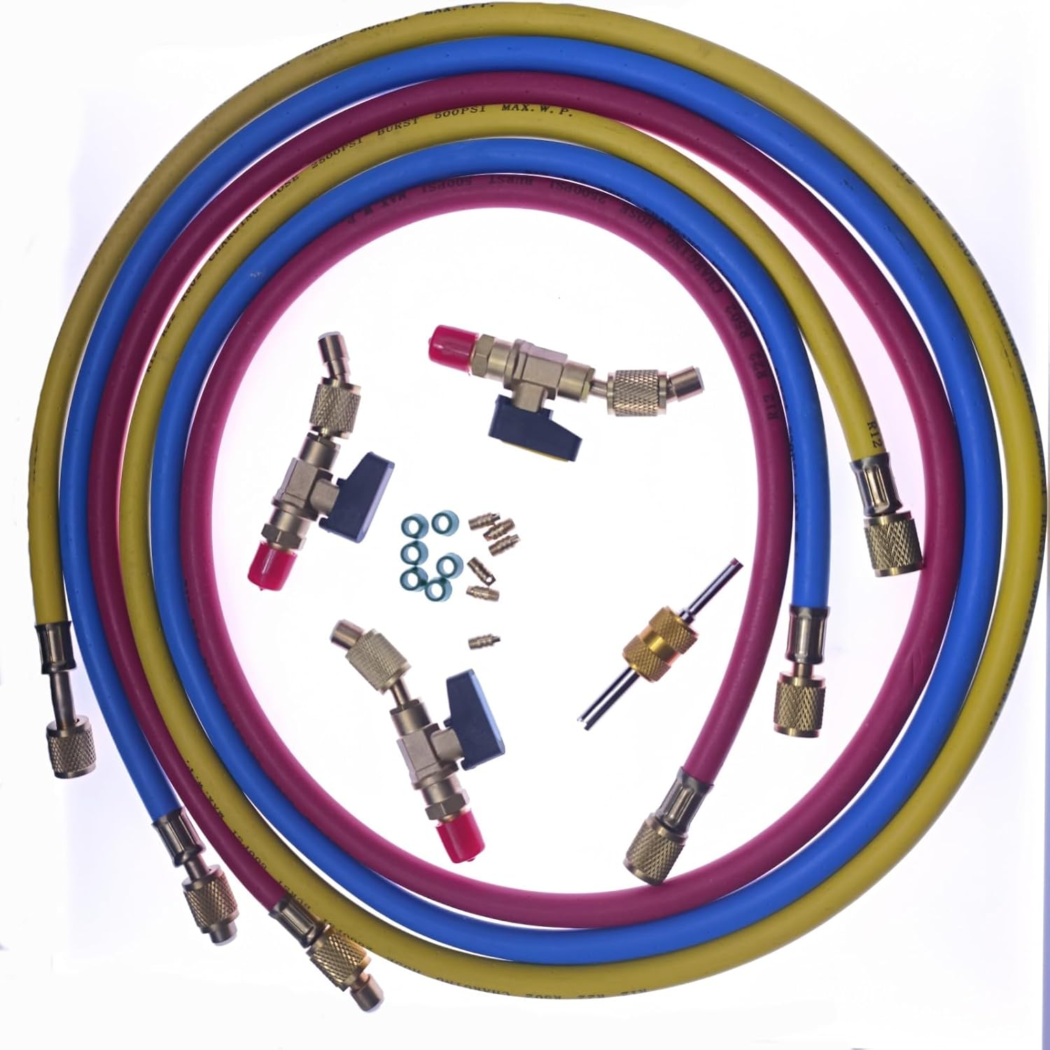 Amazon.com: Refrigerant Charging Hose with Ball Valves for R410A R134A ...