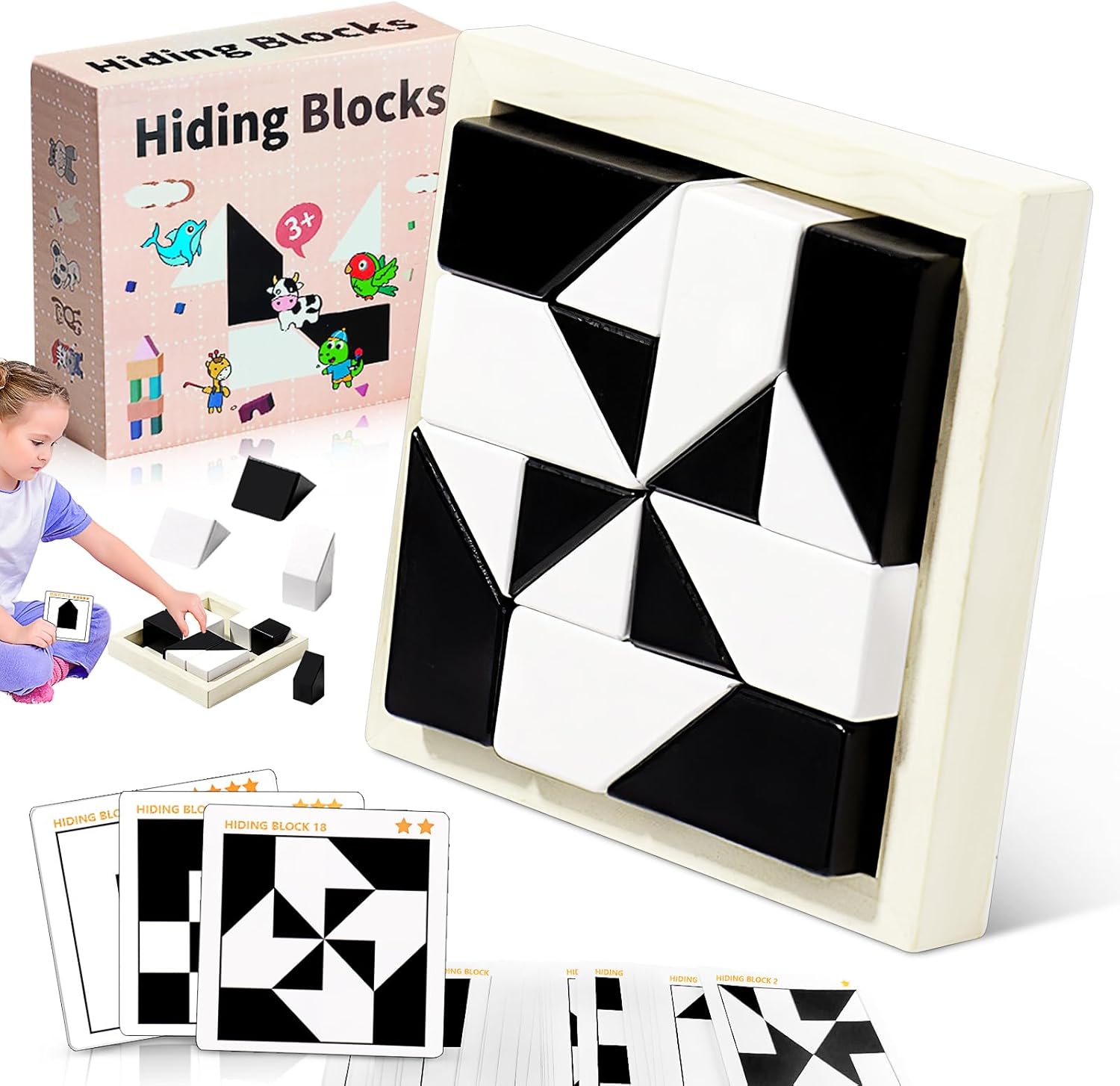 Amazon.com: kykake Block Puzzles Hidden Building Blocks for Kids, 3D ...