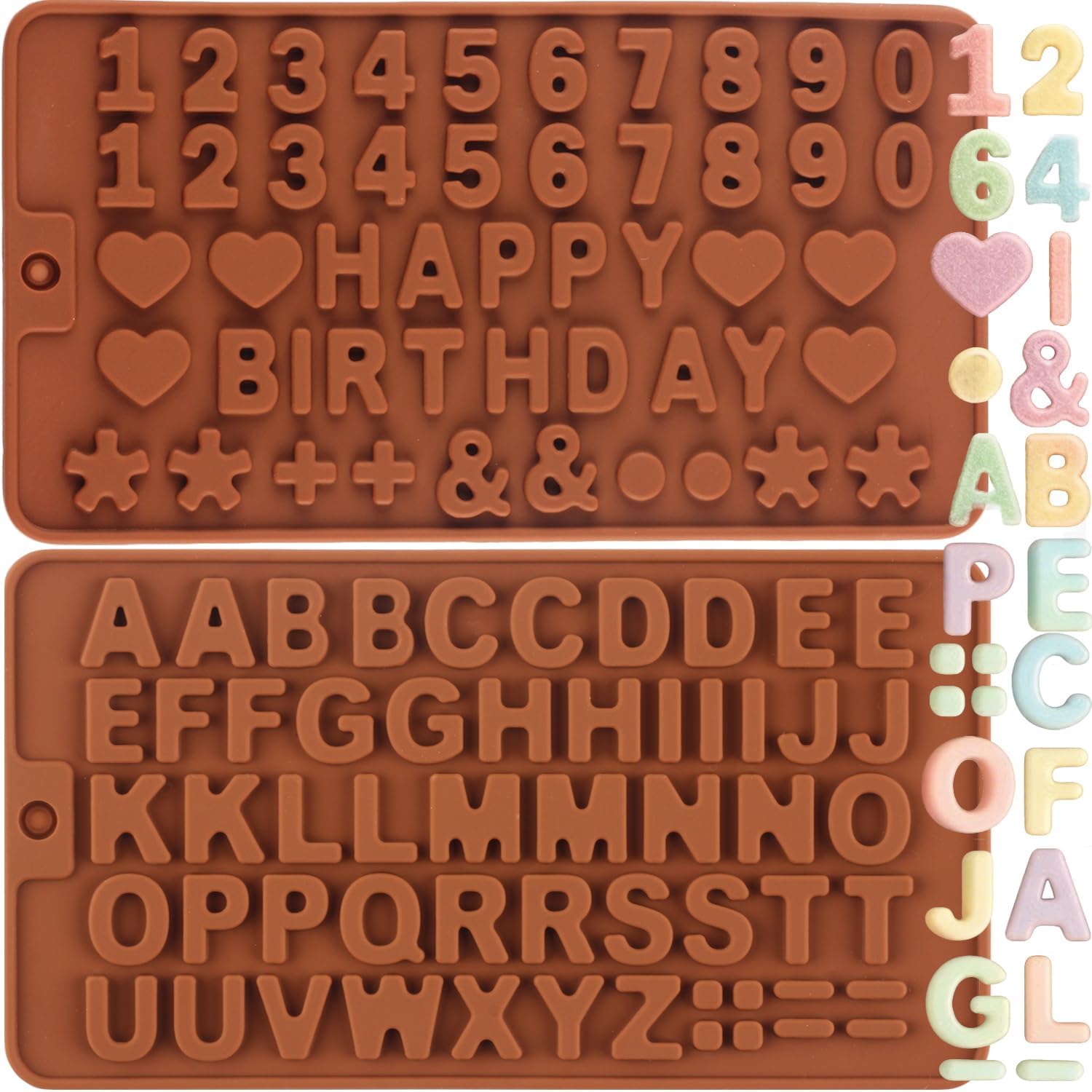 Amazon.com: YIMINGMOLD 2pcs Letter Silicone Candy Molds Number ...