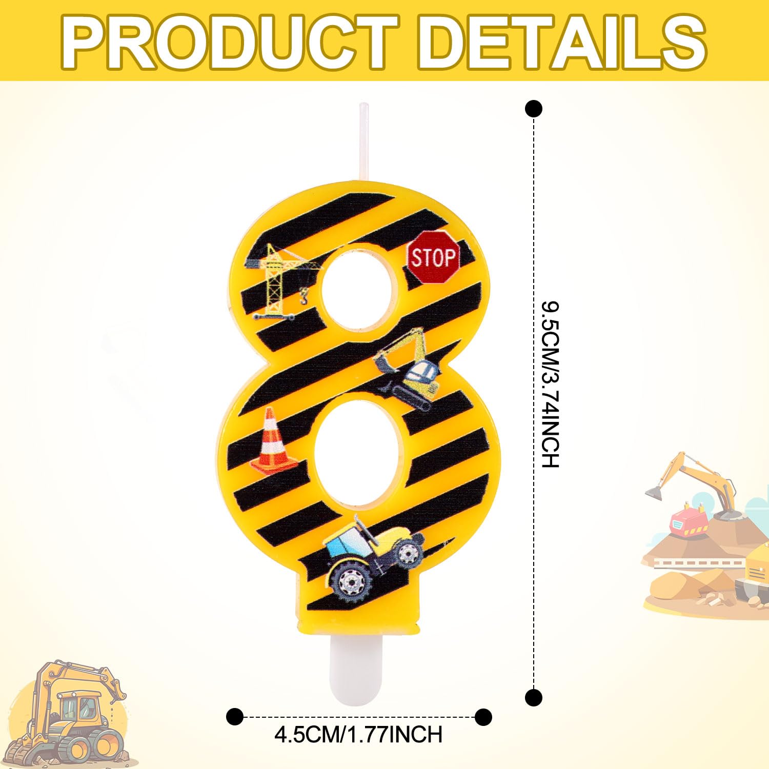 Snapklik.com : Construction Birthday Candle, Happy Birthday Candles ...