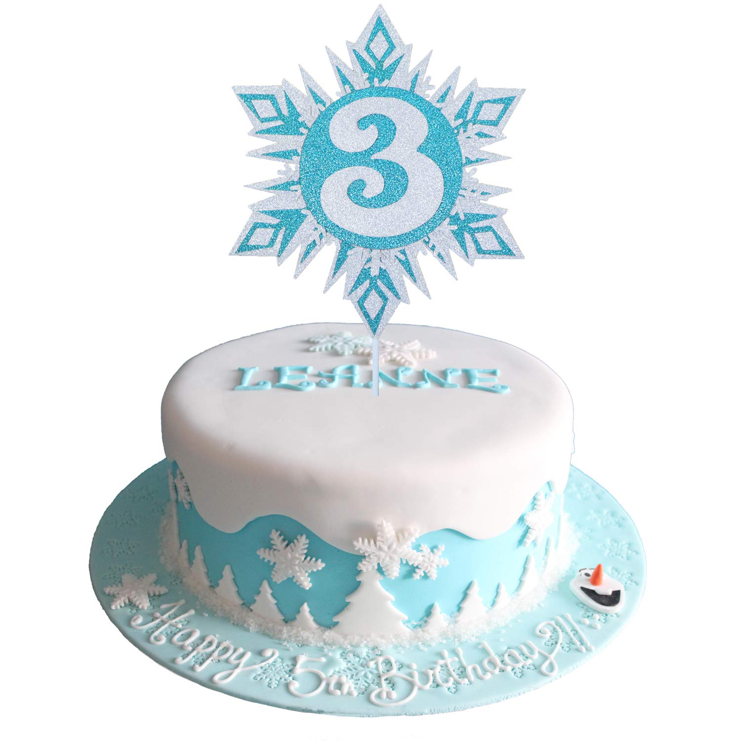 Buy Glittery Frozen Cake Toppers 3, Frozen Cake Topper 3rd Birthday ...