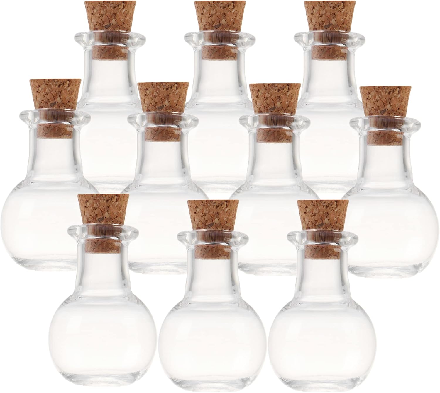 Amazon.com: 10Pcs Mini Glass Bottles with Cork Lids, Flat-bottomed ...