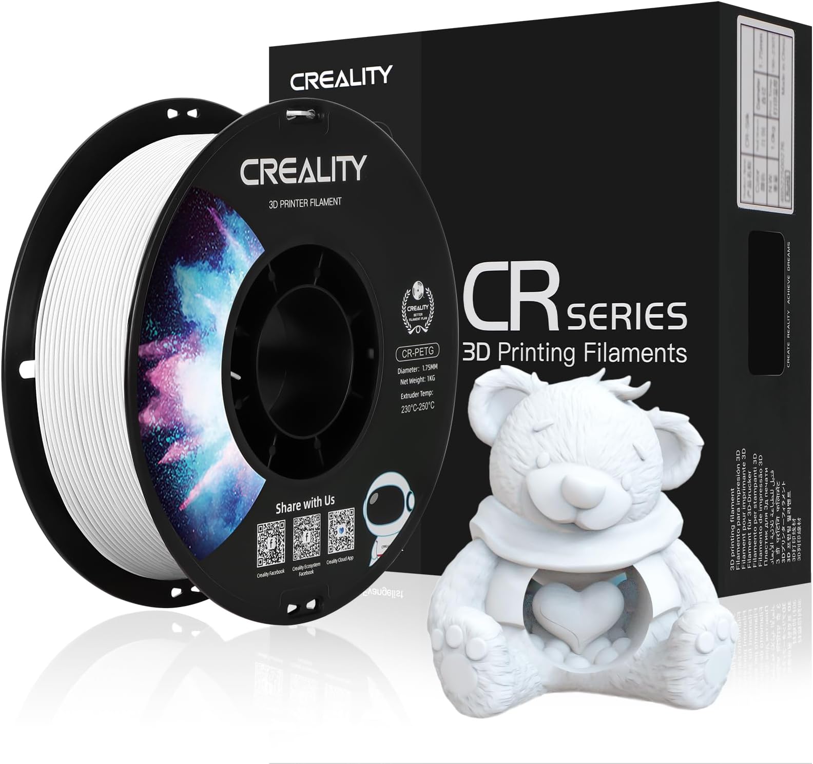 Official Creality 3D Printer Filament, PETG Filament 1.75mm No-Tangling ...