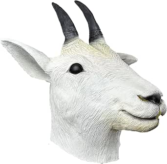 Amazon.com: Máscara de cabeza de cabra blanca, máscara de látex de alta ...