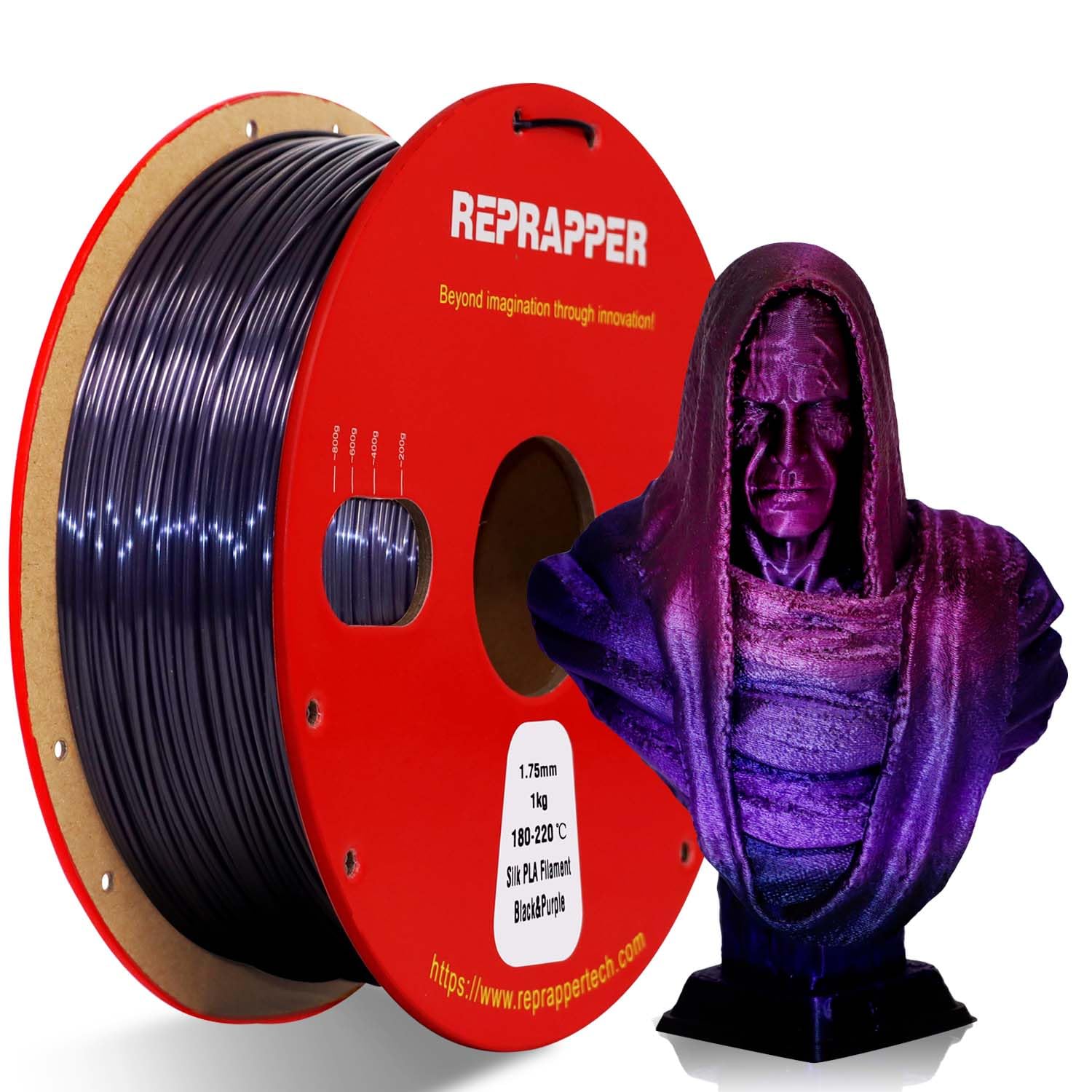 RepRapper PLA Filament, Glitter Black Purple Gradient 3D Printer ...