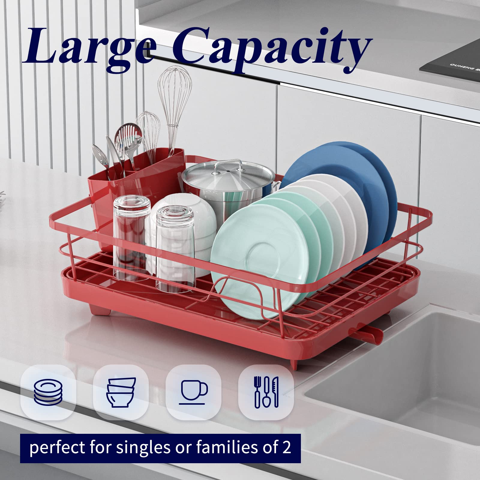 Snapklik.com : Kitsure Dish Drying Rack- Space-Saving Dish Rack, Dish ...
