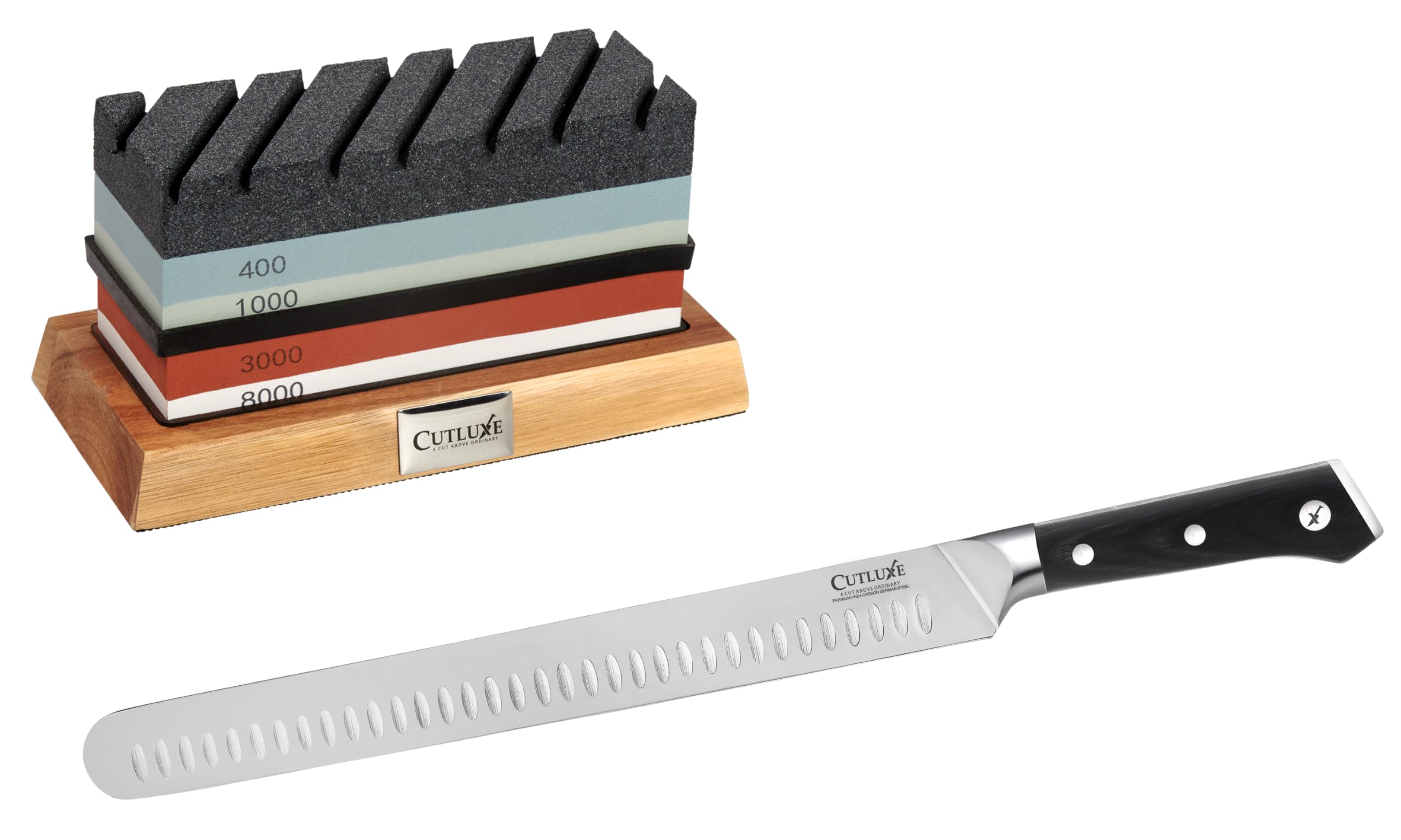 Amazon.com: Cutluxe Slicing Carving Knife & Sharpening Stone – Razor ...