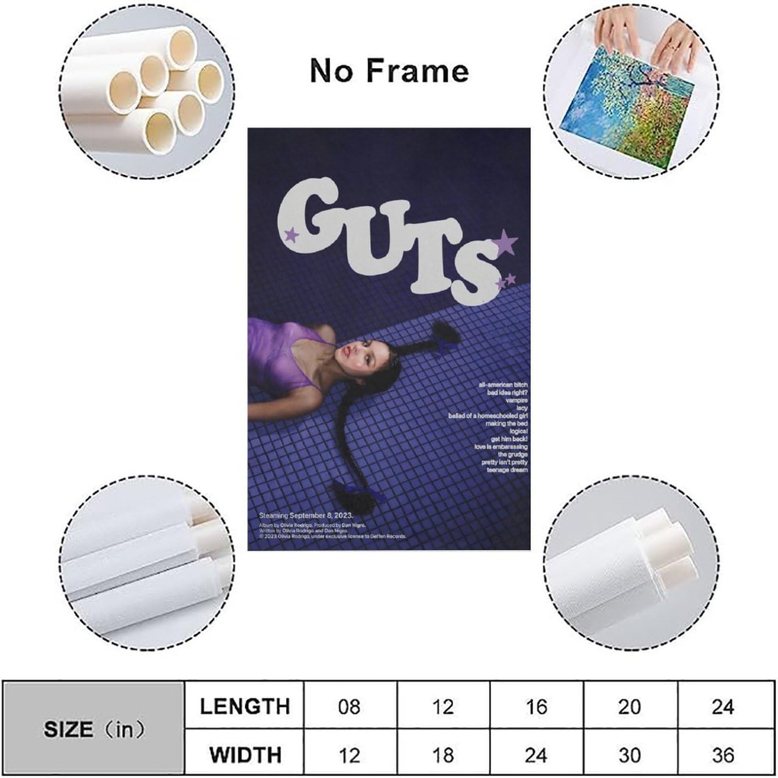 Snapklik.com : Maynuo Olivia Poster Rodrigo Guts Album Cover Canvas Art ...