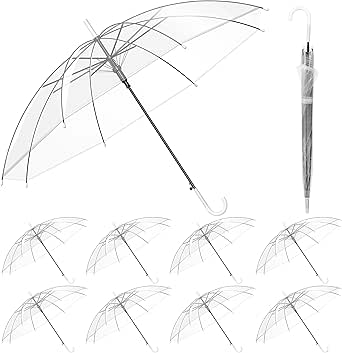 Nisorpa 10 Pcs Clear Umbrellas for Wedding, 37in White Transparent Dome See Through Umbrella ...