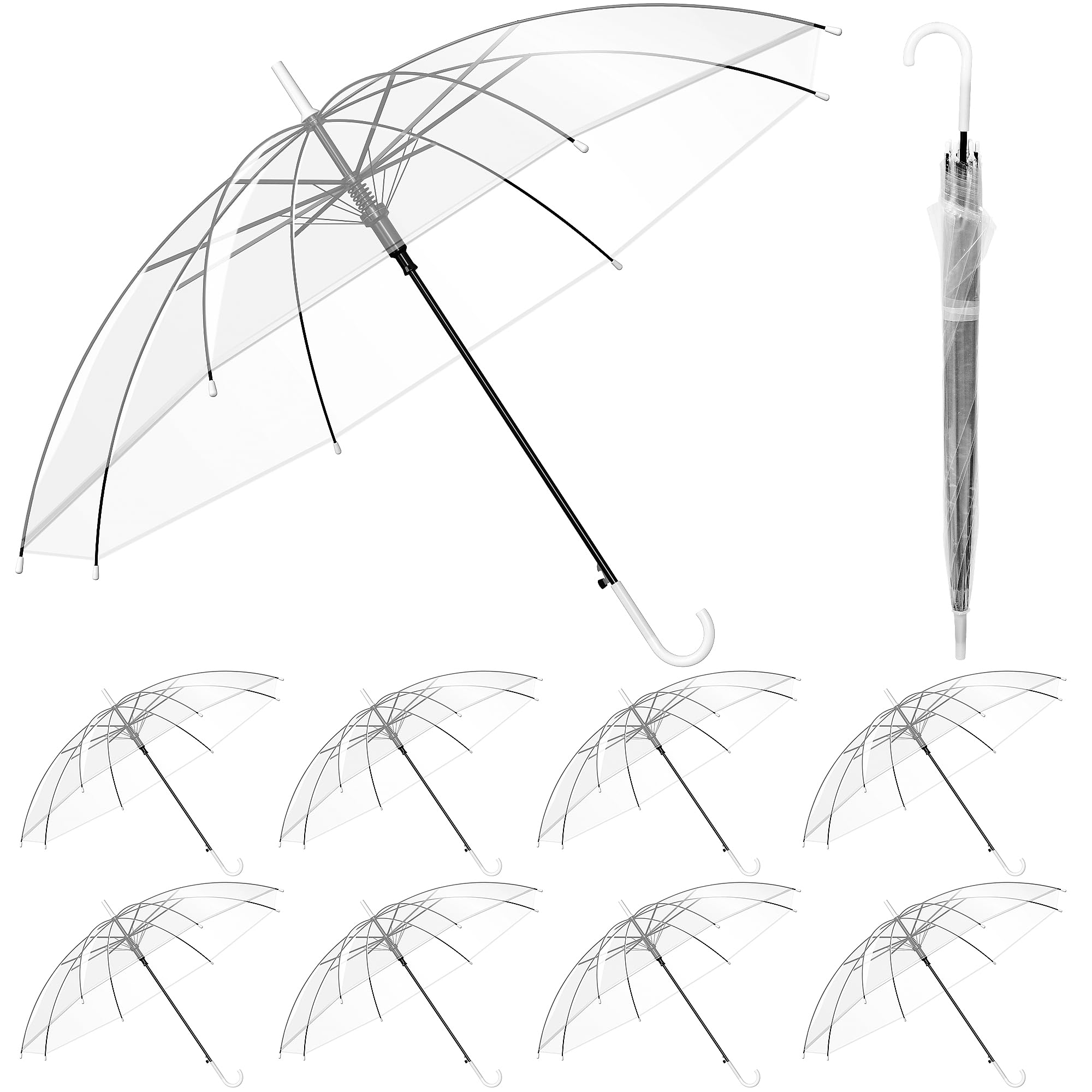 Nisorpa 10 Pcs Clear Umbrellas for Wedding,37in White Transparent ...