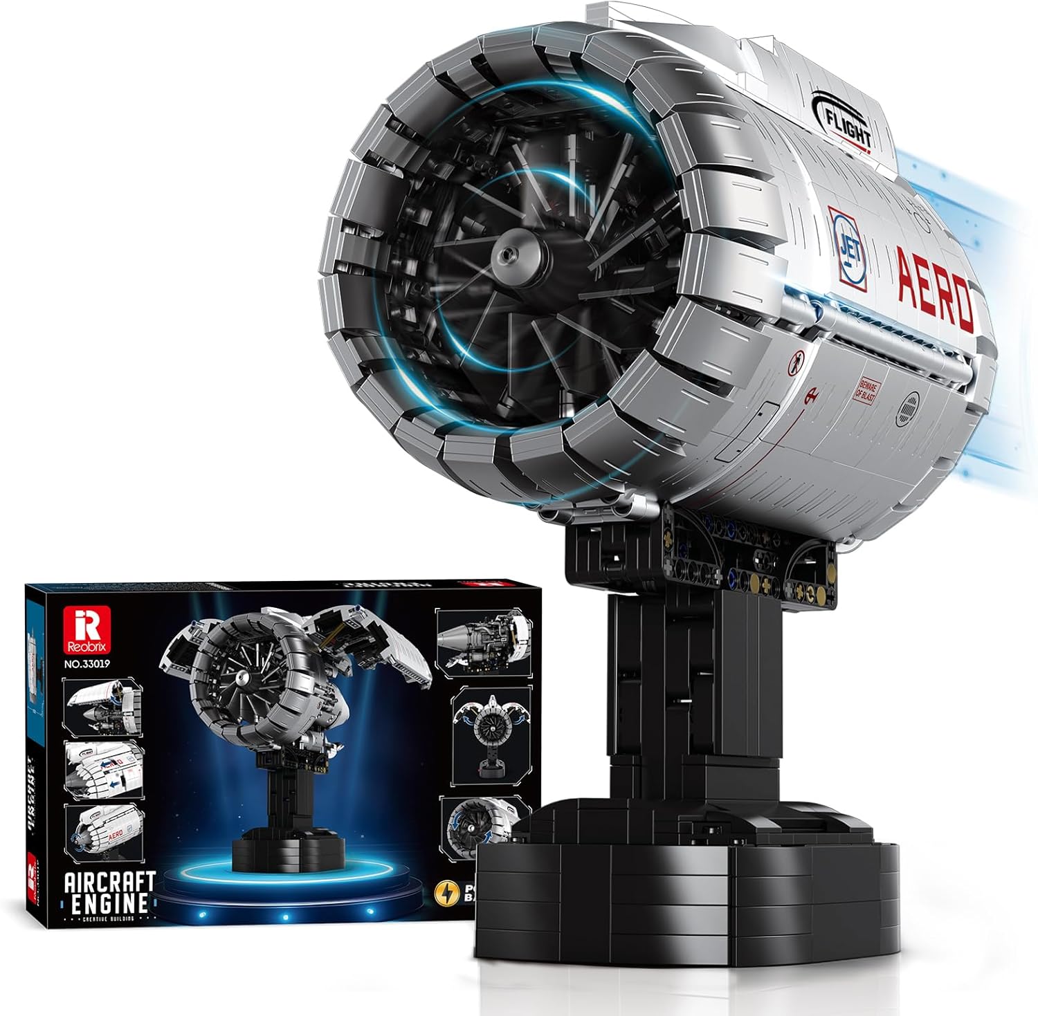 Reobrix Aircraft Engine Building Block Set, Aircraft Turbofan Engine ...