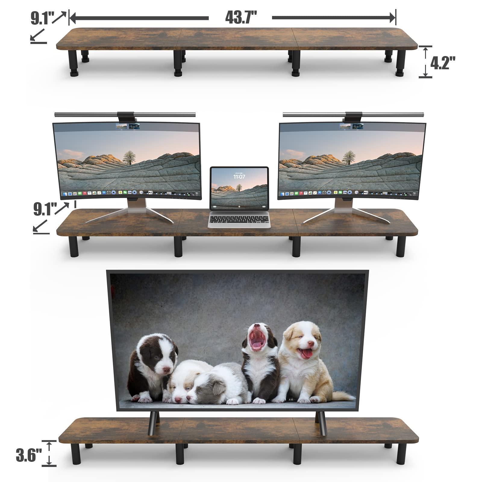 Snapklik.com : WEGASTU Dual Monitor Stand Riser 43.7 Inch Large Extra ...