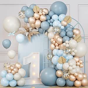Amazon.com: 151Pcs Dusty Baby Blue Balloon Arch Garland Kit,Slate Fog Baby Blue Sand White ...